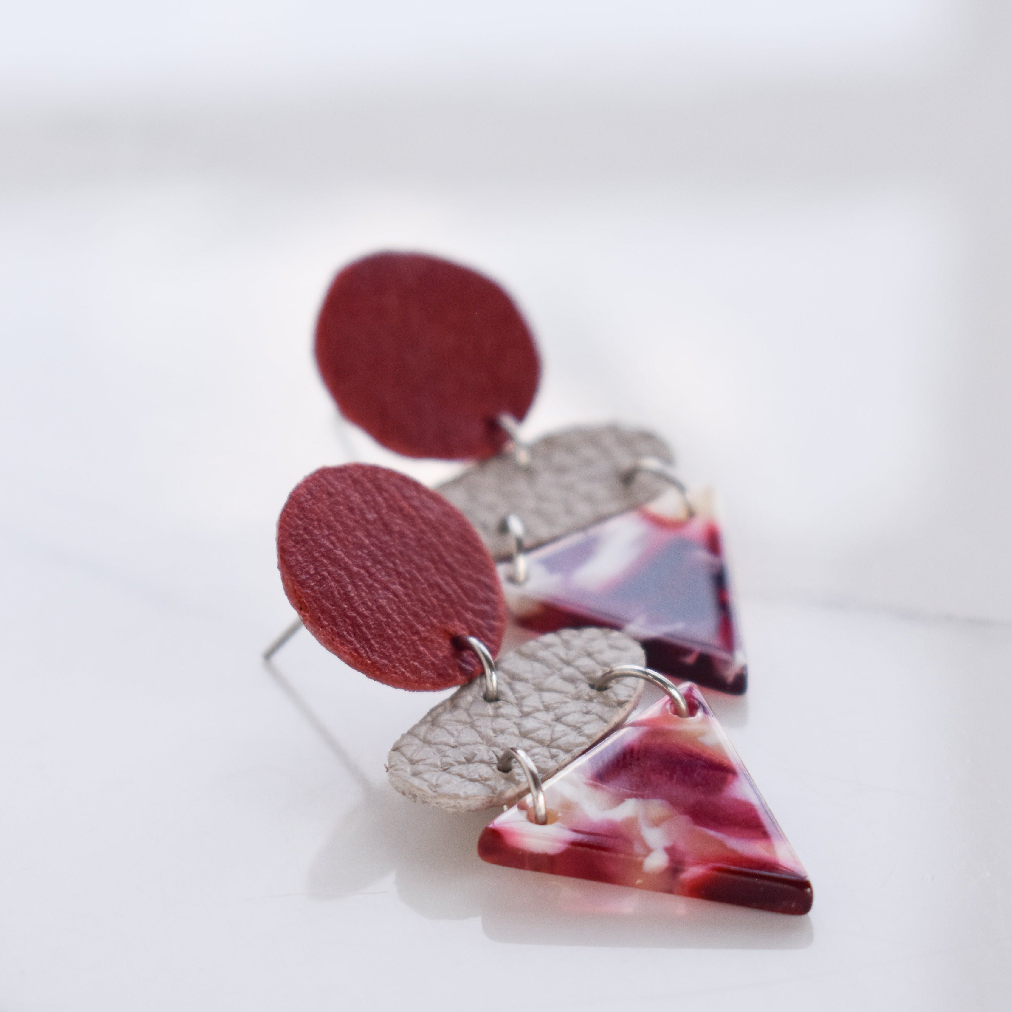 KATRINA LEATHER EARRINGS 0150 MAROON – Katrina Designs